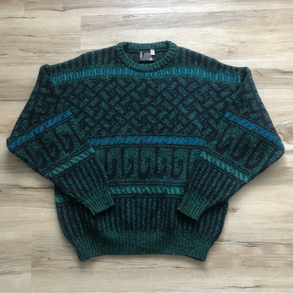 Vintage | Sweaters | Eskimo Knitwear 0 Wool Vintage Teal Navy Crewneck ...